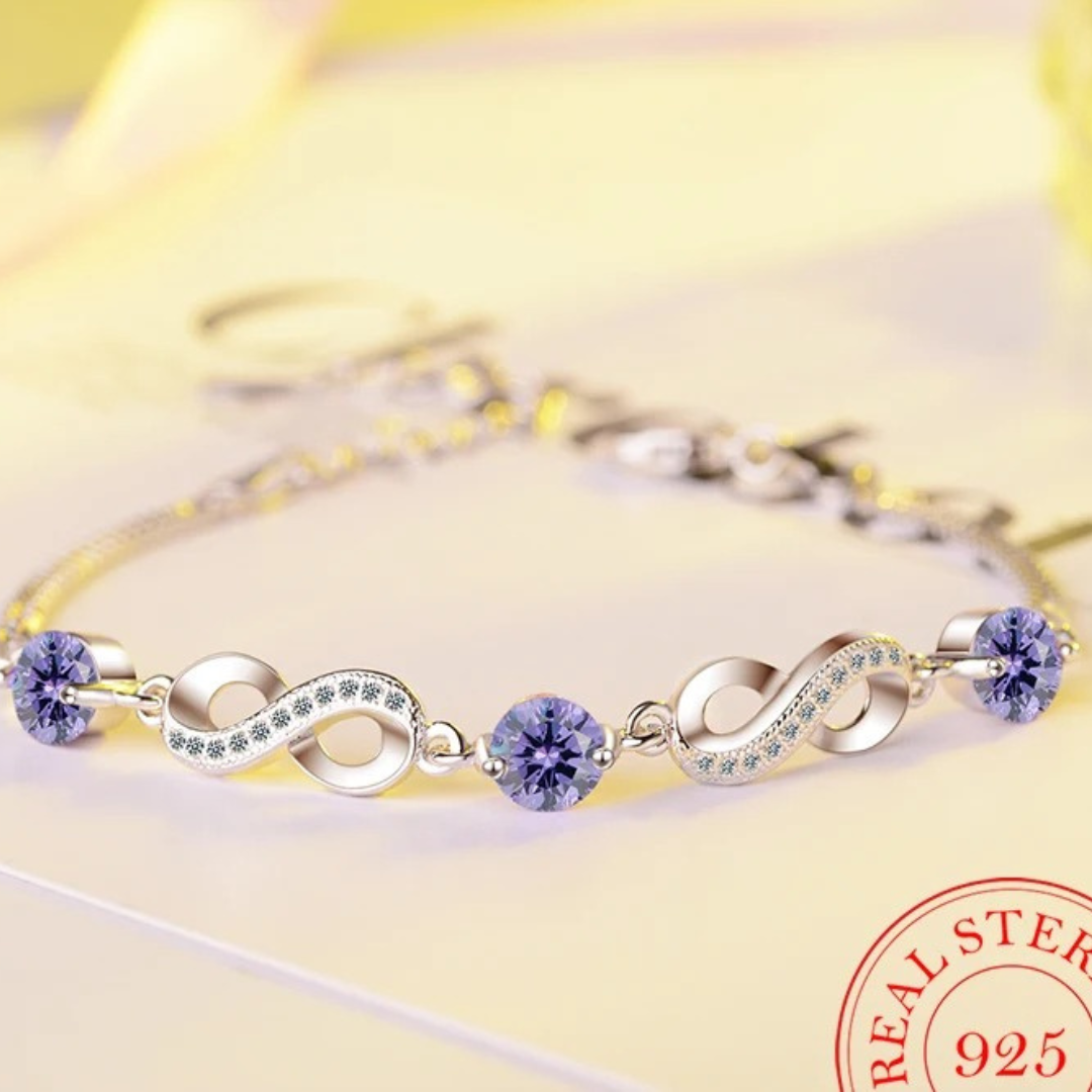 Brățară infinit din argint 925 cu pietre superbe de zirconiu colorat ...